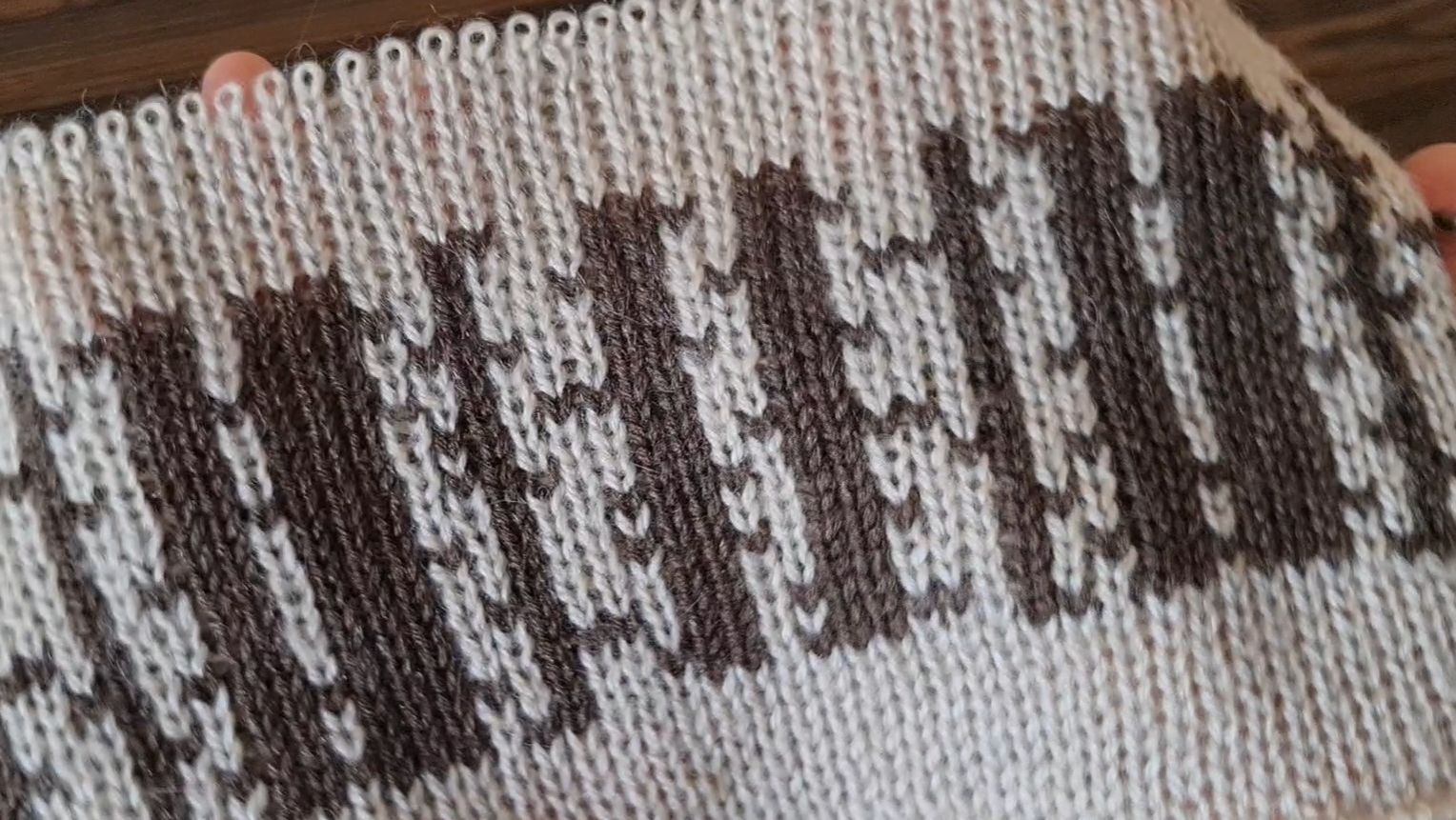 Цветной узор БЕРЕЗКИ / Одинарный жаккард / Фактура трикотажа из полушерсти с мохером