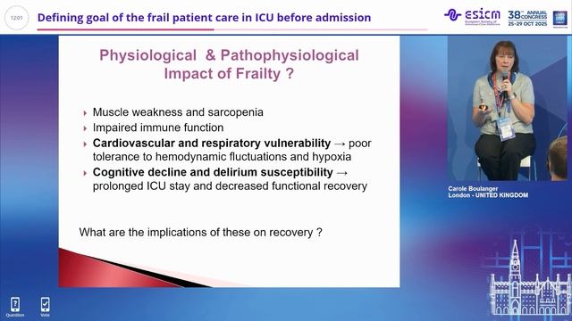 Interactive session - Defining goal of the frail patient care in ICU before admission