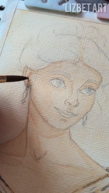 Пробую рисовать портрет👩 акварелью#tiktok #shorts #art #painting #watercolor #lizbet #asmr