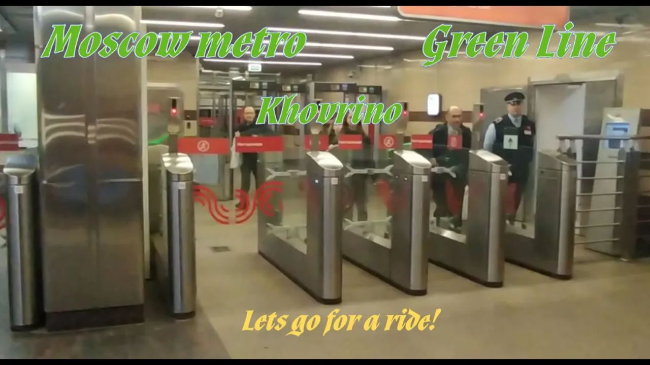 Ст.метро Ховрино, Зелёная Линия, Москва - интерьер, пассажиры, прибытие поездов  Фрагмент 2