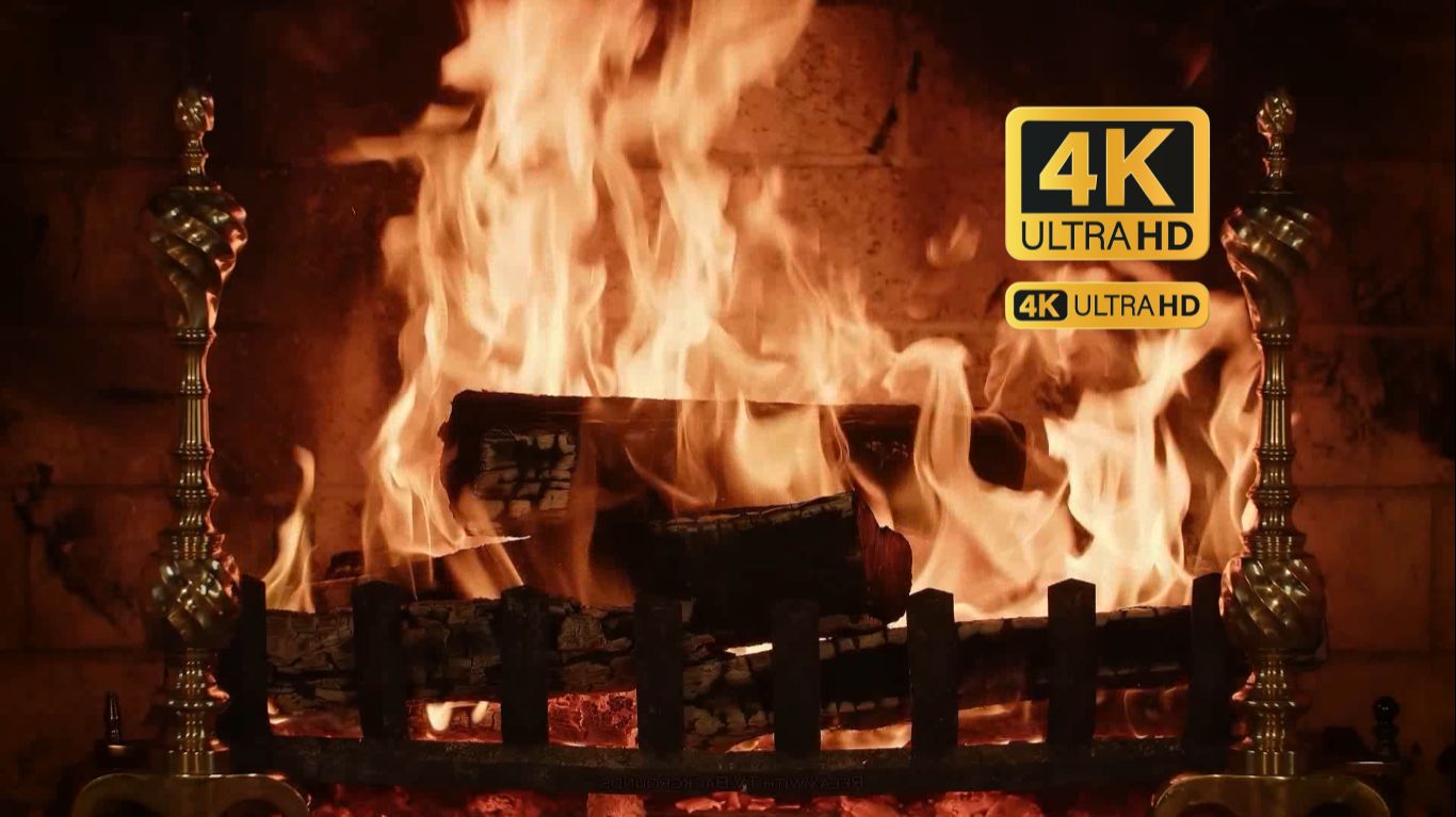 Расслабляющий треск камина в 4K — рождественская атмосфера с дровами (без музыки). 1080p
