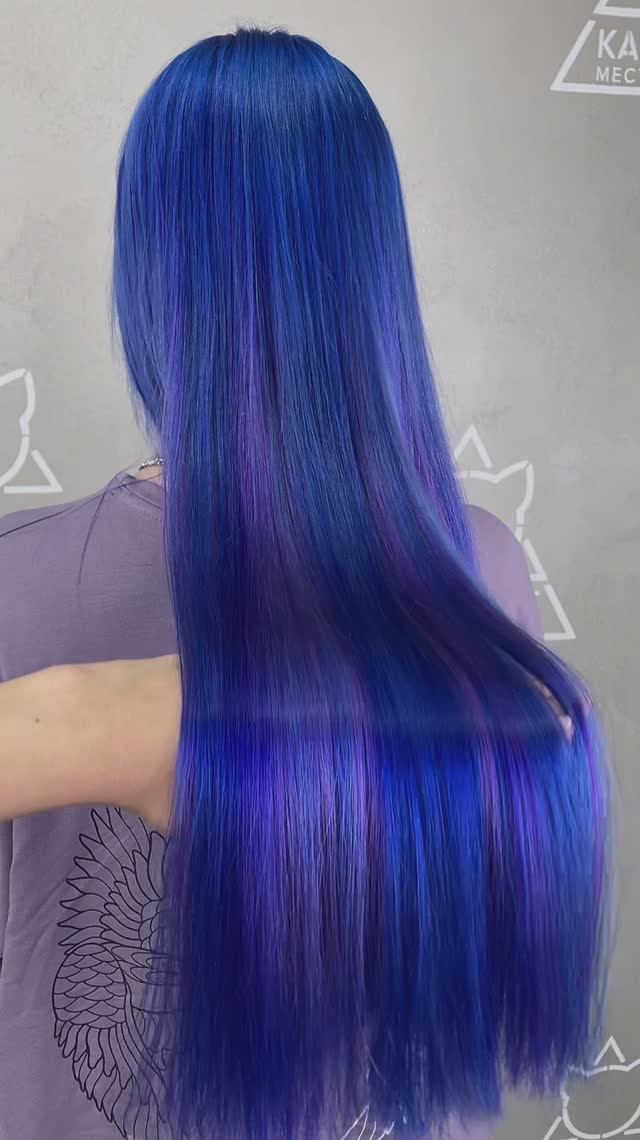 Окрашиивание в оттенок ультрамарин💎с лиловыми прядками, как Вам результат?