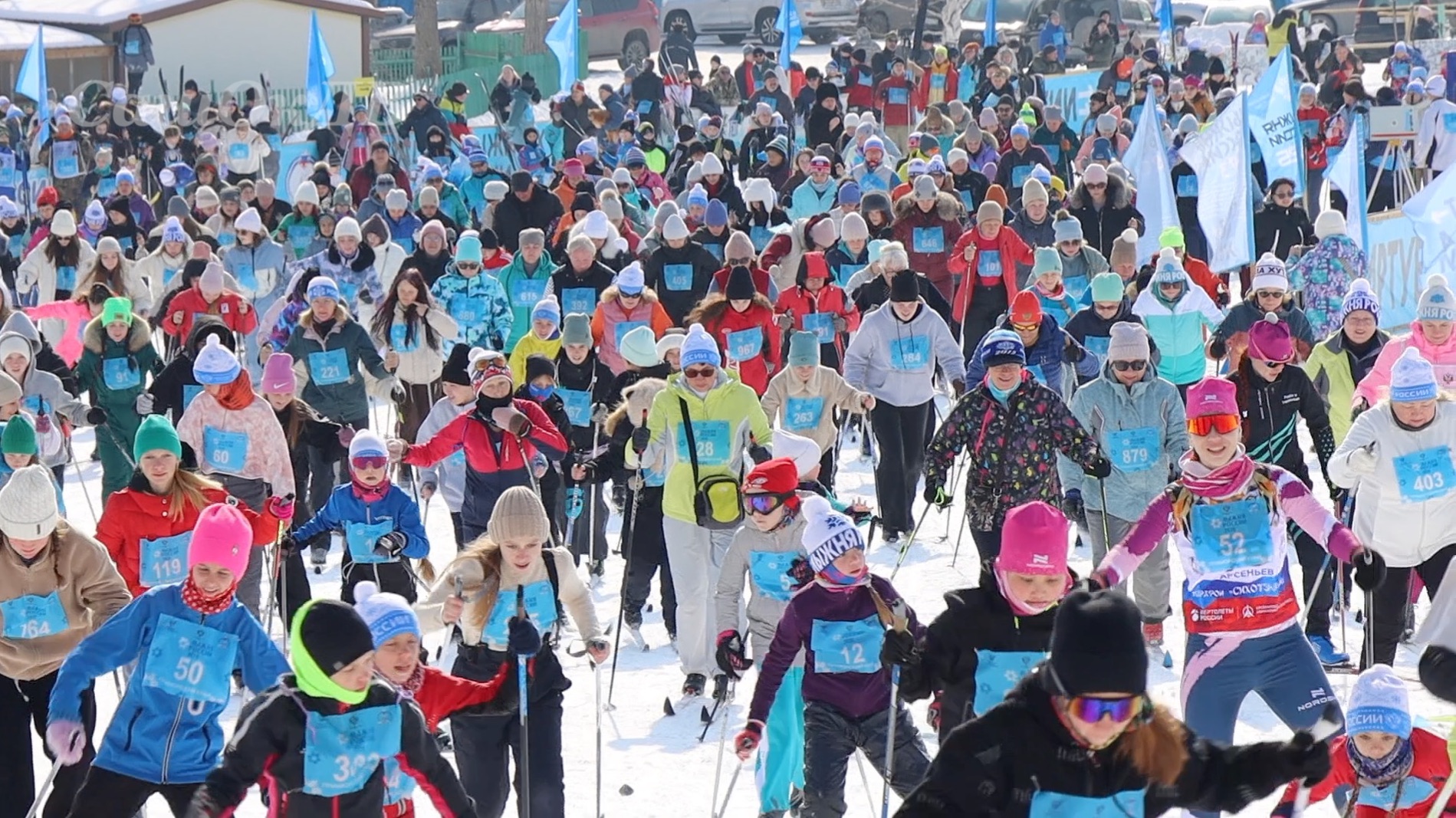 Самый массовый лыжный забег. Лыжня России 2026, с. Калиновка (Спасский р-н). Видео от СашОкДВ.