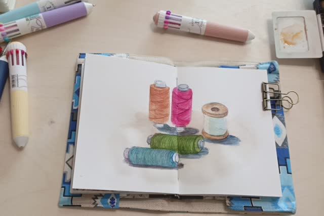 Зарисовка акварелью и цветными ручками