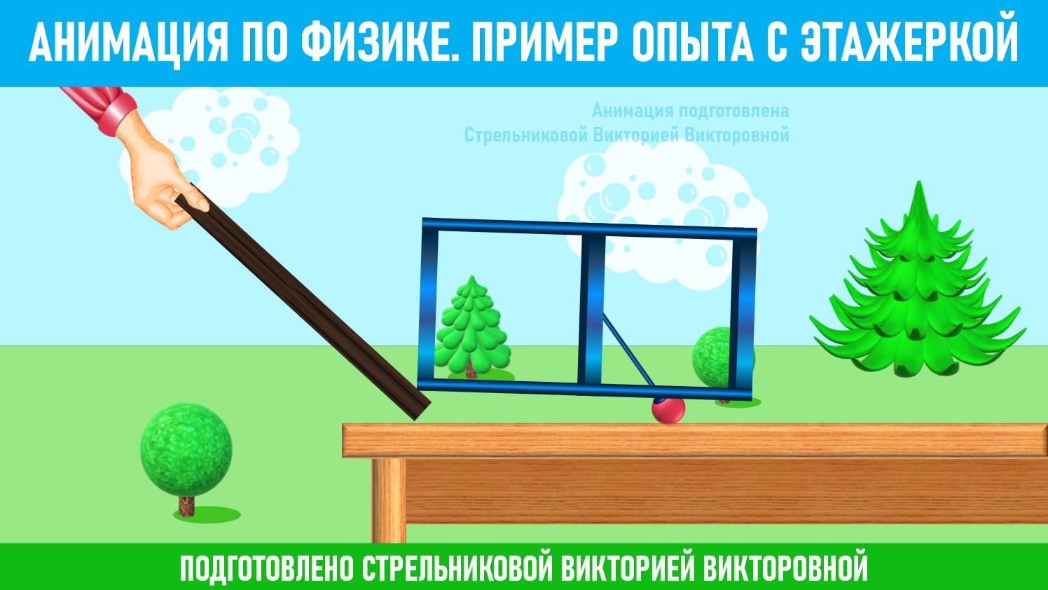 Анимация по физике. Пример опыта с этажеркой