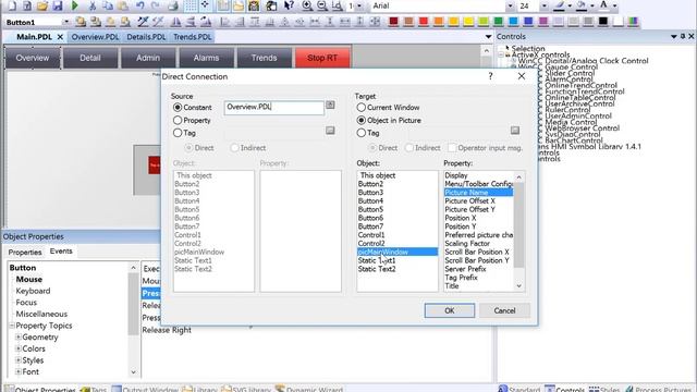 WinCC v8.0 Step By Step 9 -Как переключать экраны с помощью кнопок