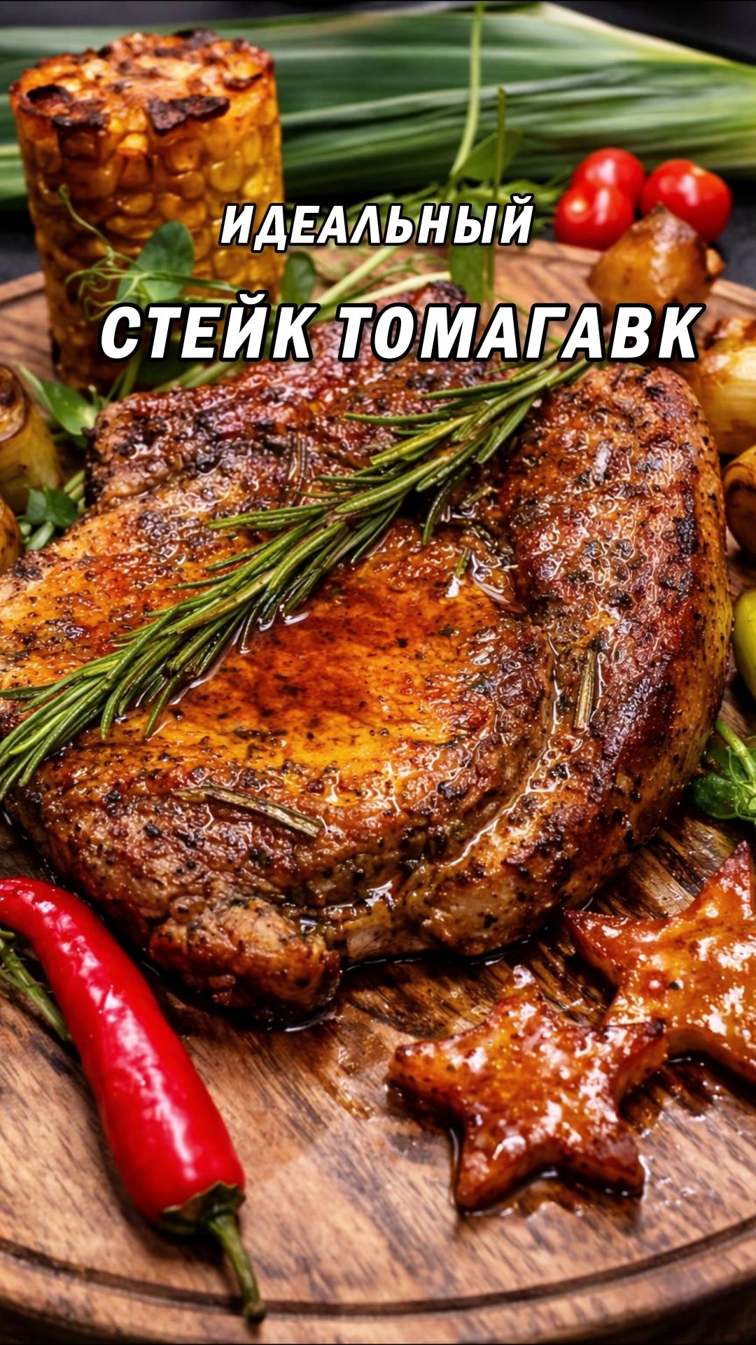 Стейк томагавк на сковороде — сочный рецепт с розмарином.