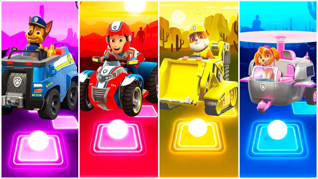 Мультики для Детей Щенячий Патруль Tiles Hop - ГОНЩИК, МАРШАЛЛ, КРЕПЫШ, СКАЙ