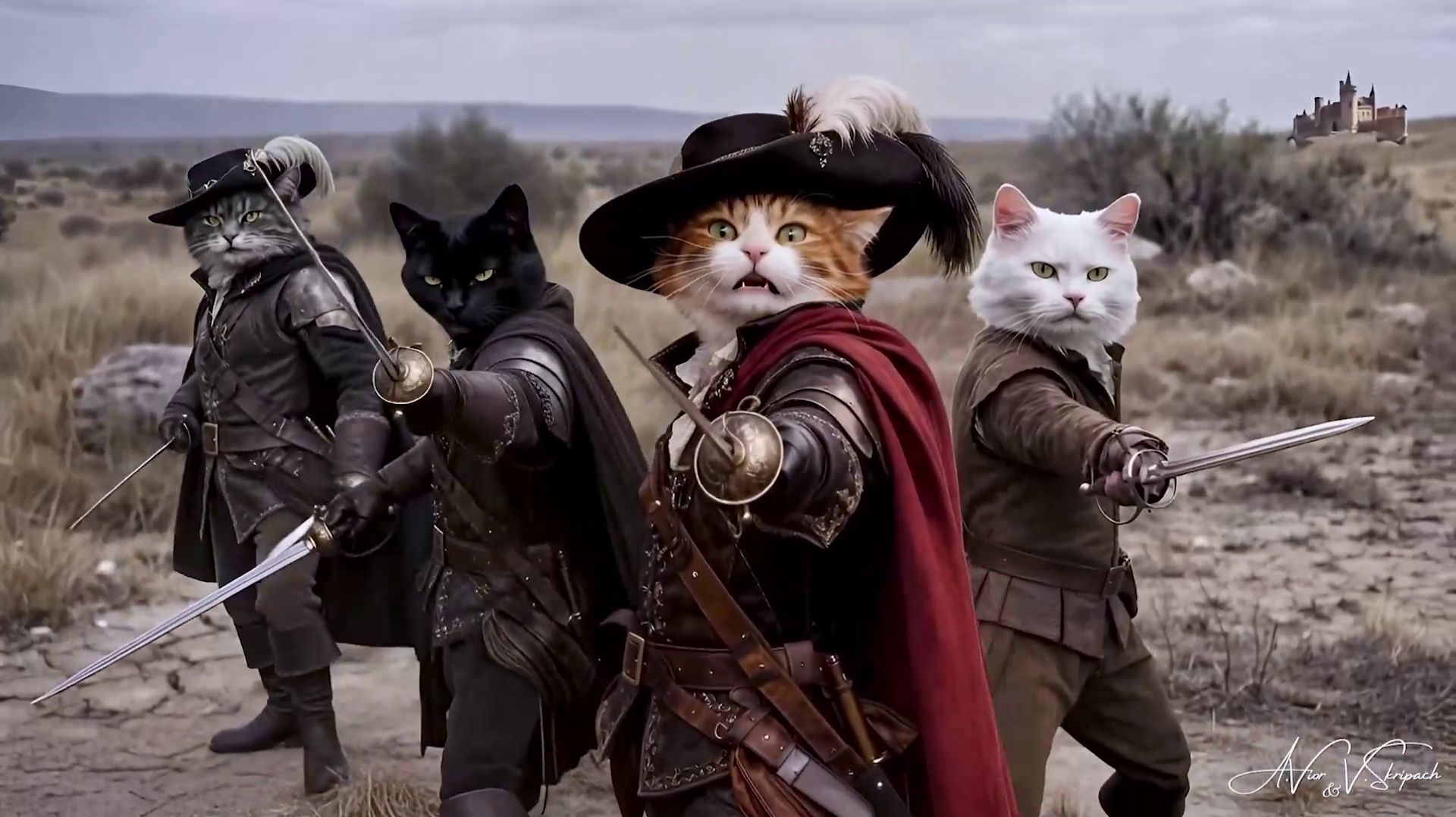 Нac былo чeтвepo - иx двeнaдцaть [боевая песенка "кошкитеров"]