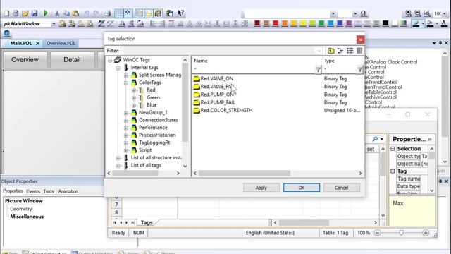 WinCC v8.0 Step By Step 11 - Создайте обзорную динамику с помощью динамического диалога
