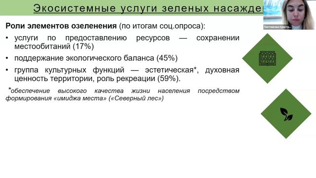 Экосистемные функции зеленых насаждений в городской среде