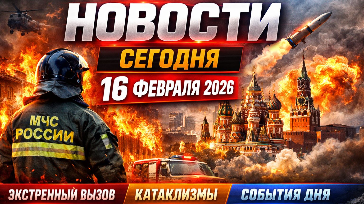 Новости Сегодня 16.02.2026 - Россия, Москва, Экстренный вызов новый выпуск, Катаклизмы, События Дня)