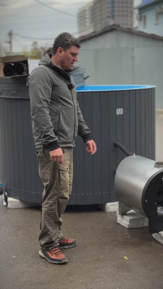 Композитная купель с выносной печью на дровах