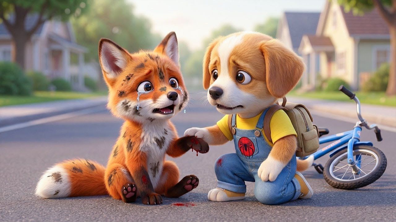 ❤️🐶 Маленький щенок остановился, чтобы помочь раненому лисёнку — то, что он сделал дальше 🦊💔