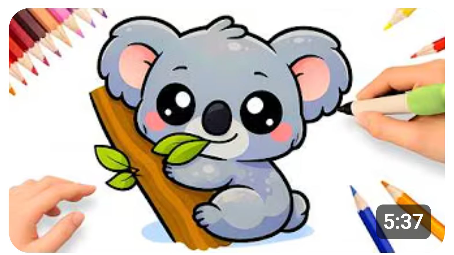 КАК НАРИСОВАТЬ МИЛУЮ УЛЫБАЮЩУЮСЯ КОАЛУ В СТИЛЕ КАВАЙИ  🐨💓