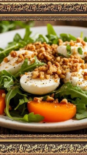 Салат с хурмой и сыром моцарелла