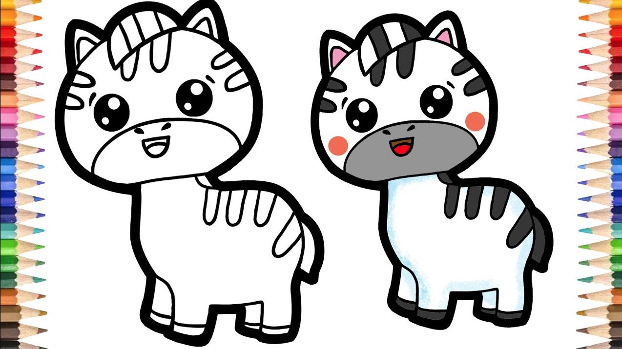 Как нарисовать зебру. Простой рисунок и раскраска зебры для детей.