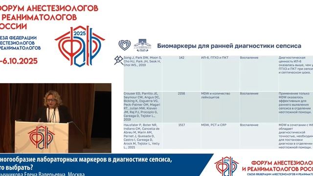 Лабораторные маркеры в диагностике сепсиса Клычникова Е.В. 2025