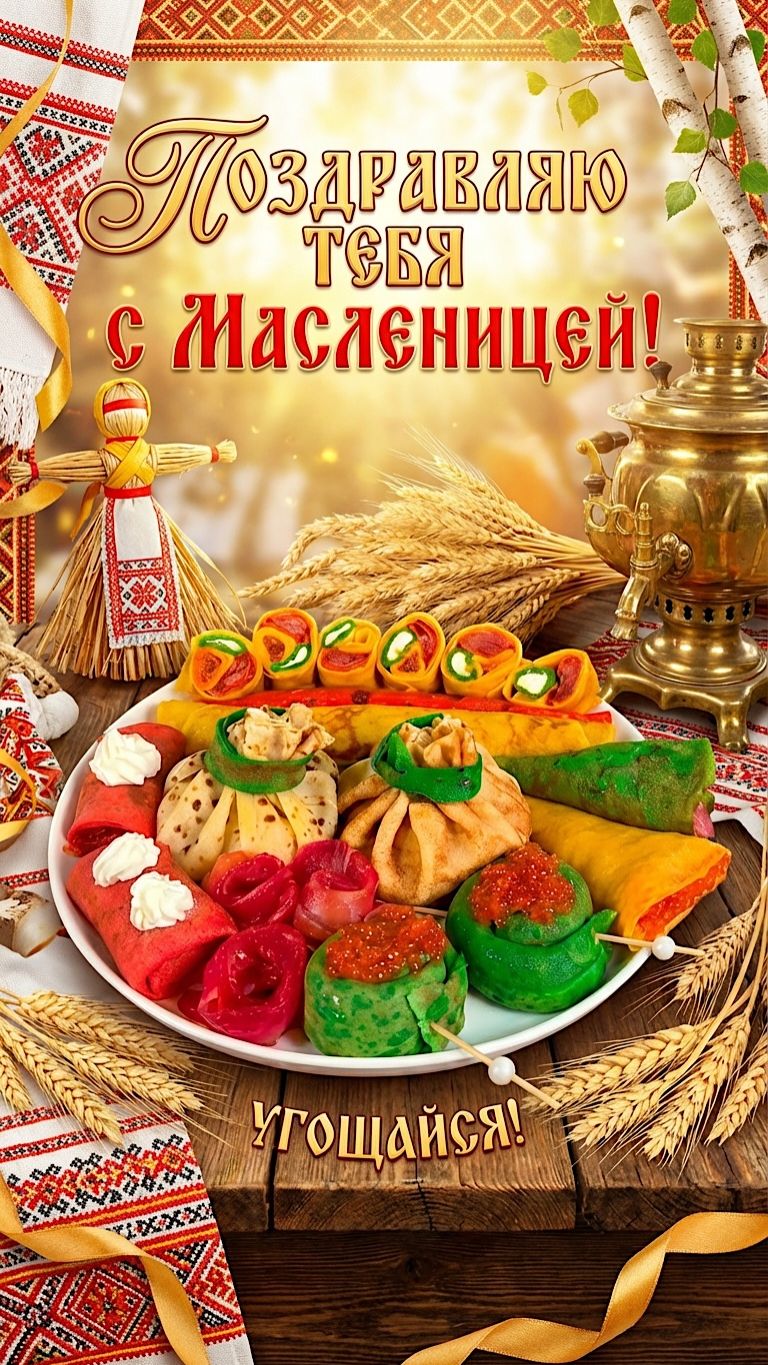 Поздравляю с Масленицей! Угощайся вкусными блинами!