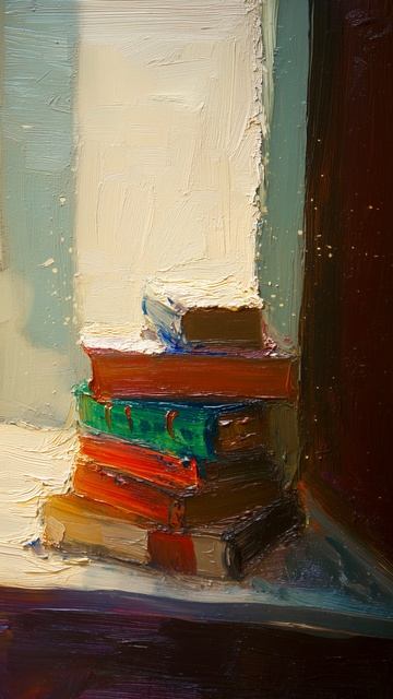 Подоконник с книгами (картина #1068) / Арт-студия Нормова