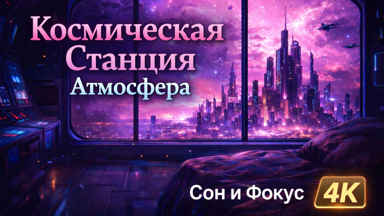 🌌 Вид футуристического розового туманного города | Сон и концентрация 4K