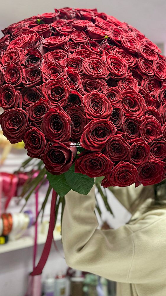 Монобукет из 101 красной розы для любимой!