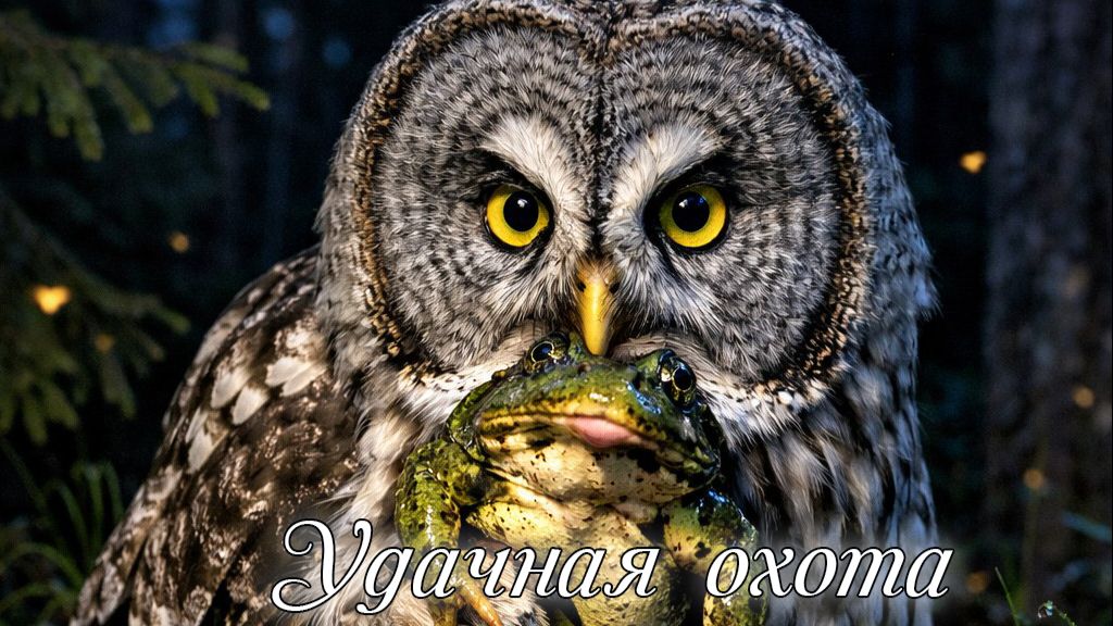 Удачная охота длиннохвостой неясыти