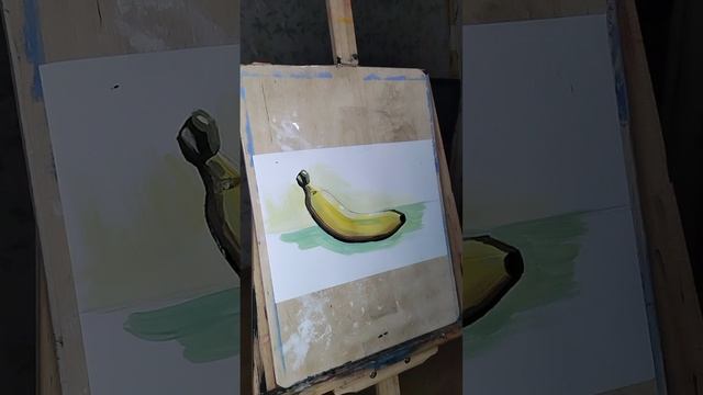 Рисуем банан гуашью