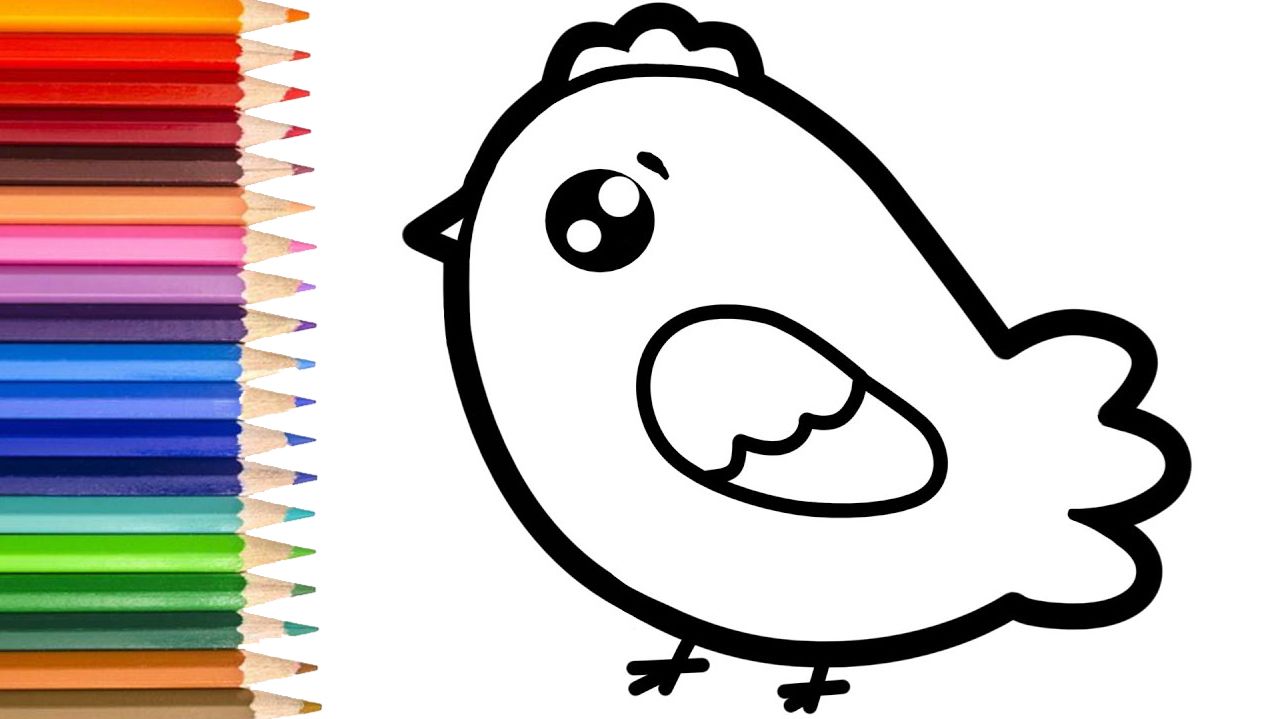 Мультик - раскраска для детей ЦЫПЛЕНОК / Учимся как нарисовать ЦЫПЛЕНКА