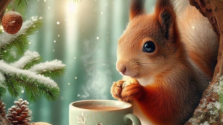 Утро доброе,февральское,снежное! Широкая музыкальная открытка.