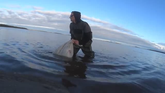 Этот Мешок Рыбы,Я кое-как утянул на берег!Рыбалка на Белом море!