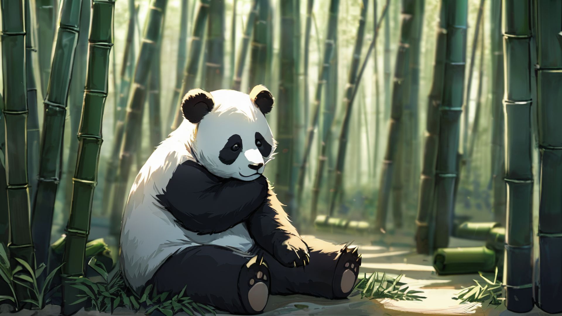 Панда в бамбуковой роще — спокойная анимация природы