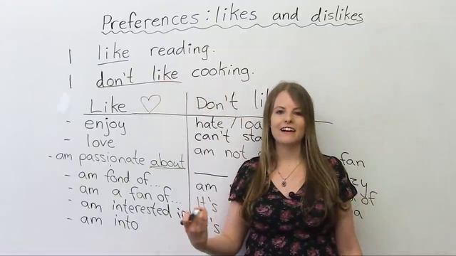 English Vocabulary  other words for LIKE and DON'T LIKE