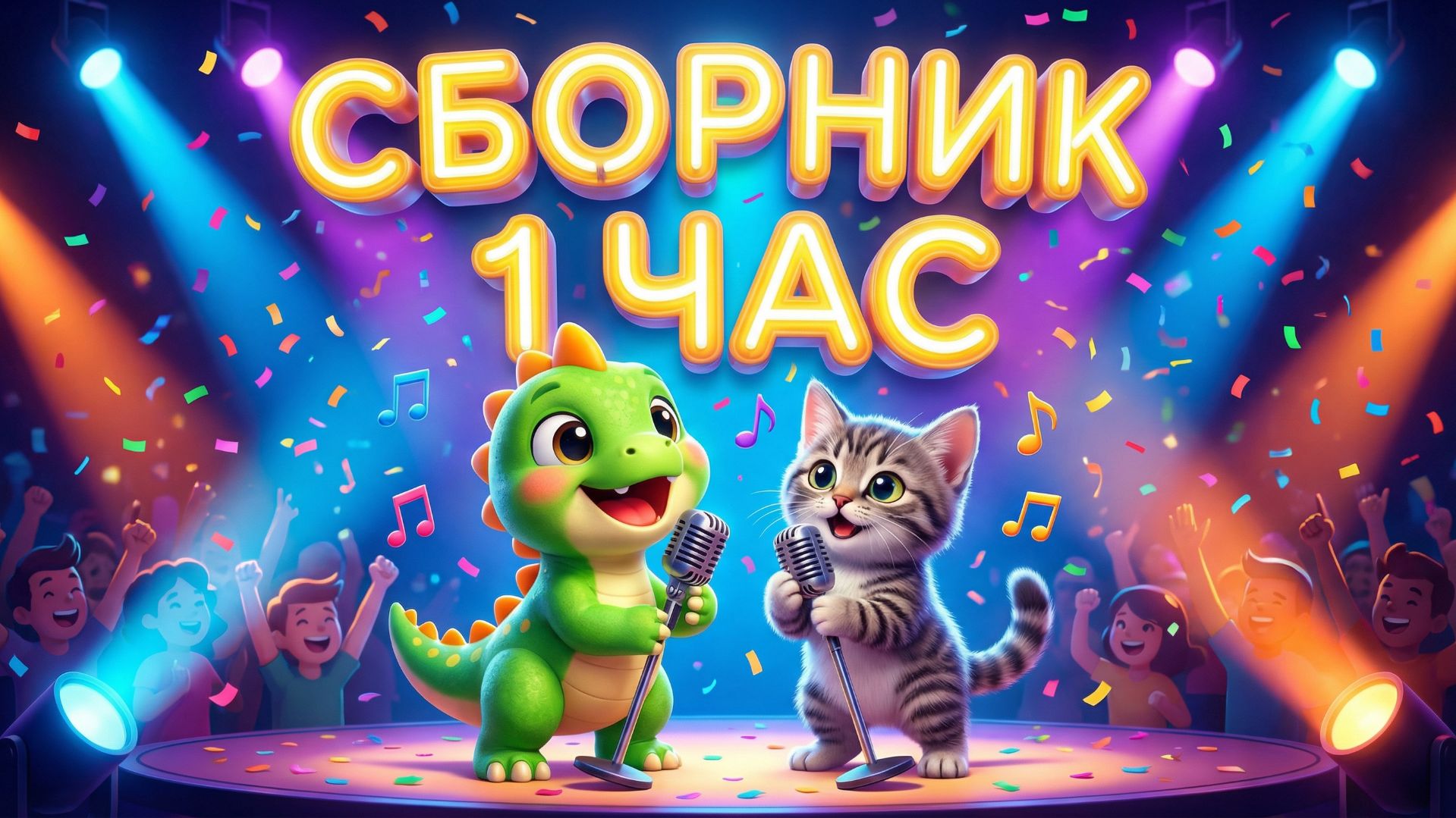 1 час песенок СБОРНИК для малышей с динозавриком Тошей