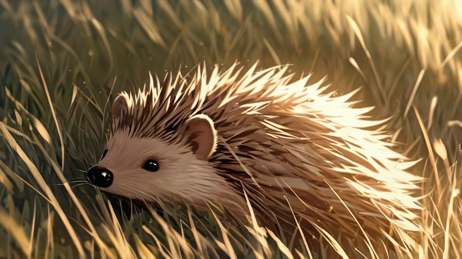 Ёжик в золотой траве — спокойная анимация природы