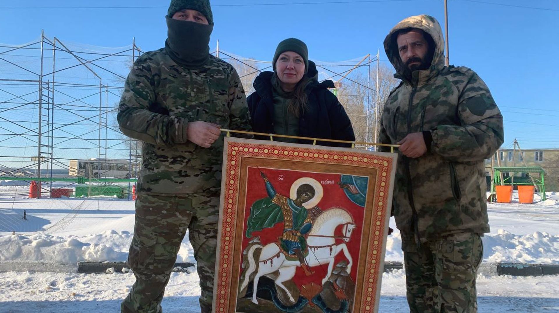 Хоругвь доставлена в подразделение «Скиф» 204-го полка СпН «Ахмат»