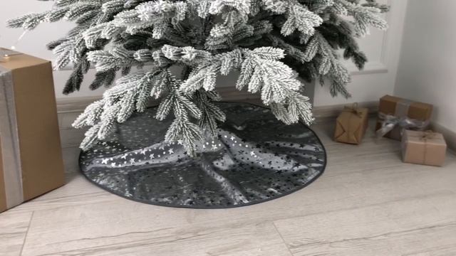 Юбка для декорирования основания ёлки КЕЛСИ, текстиль, серебряная, 90 см, ANM200570-1