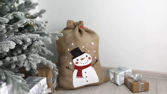 Мешок для подарков ВЕСЁЛОЕ ВОЛШЕБСТВО - СНЕГОВИК, 50х70 см, AAF202360-2