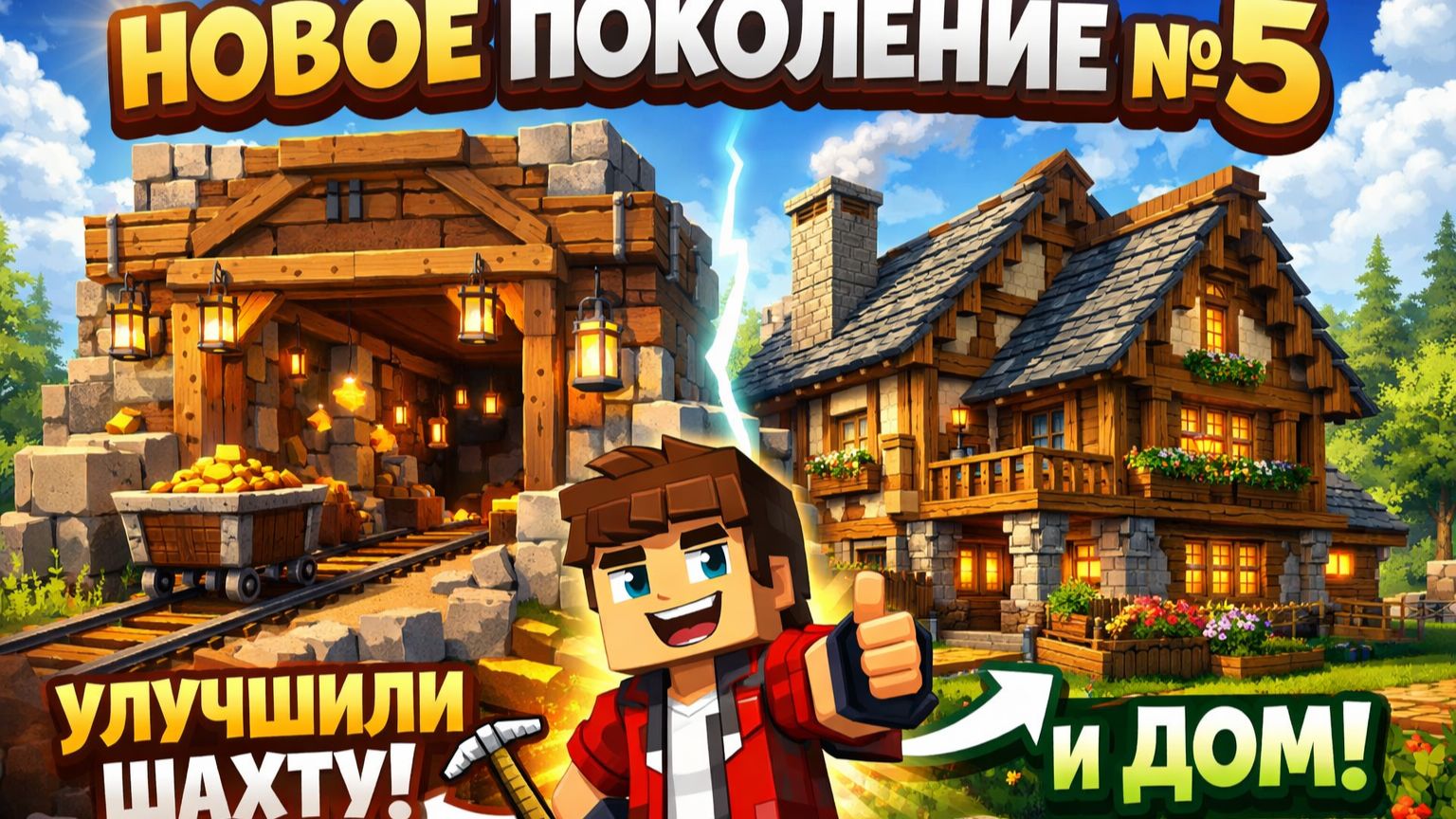 LP Новое поколение №5 — ГЛОБАЛЬНО улучшили ШАХТУ и построили УЮТНЫЙ ДОМ в Minecraft
