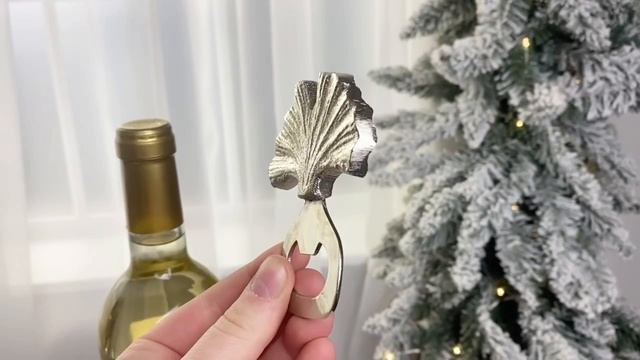 Открывалка для бутылок ТРОПИЧЕСКАЯ ФЛОРА - Лист Гинкго, металл, серебряная, 10 см, A98017030-2