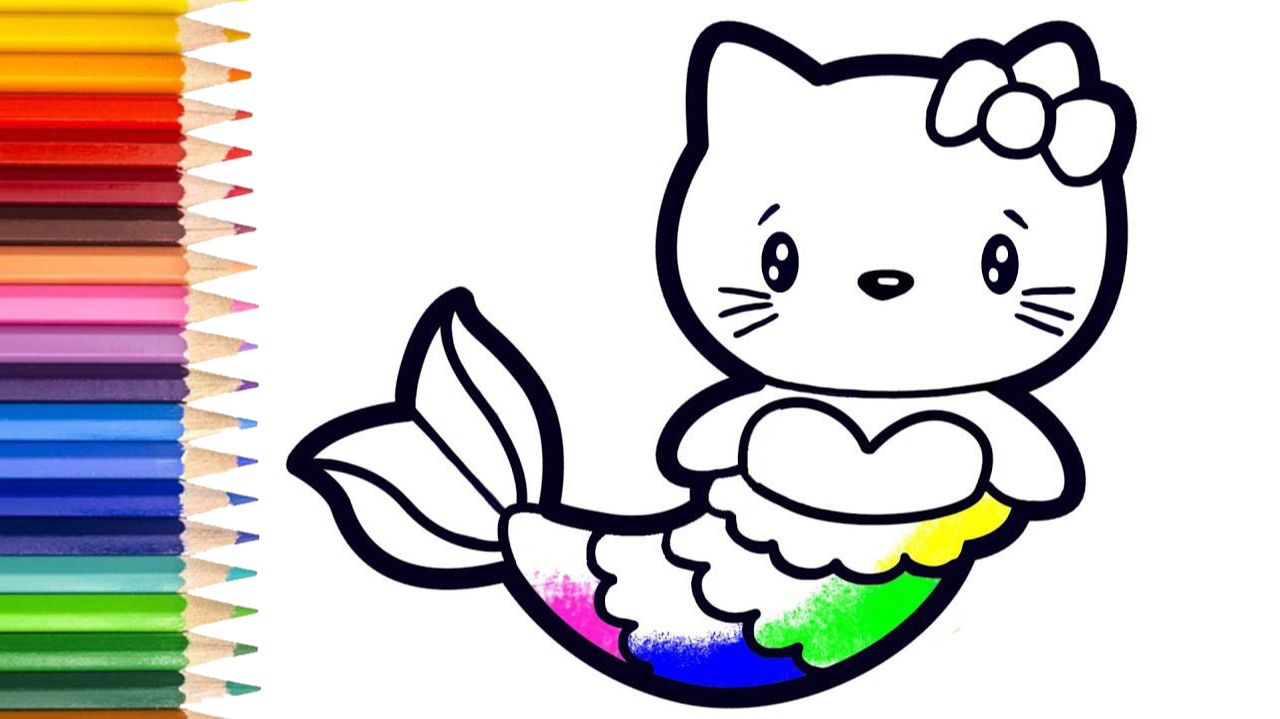 Мультик для детей- как нарисовать КОШКУ-РУСАЛКУ