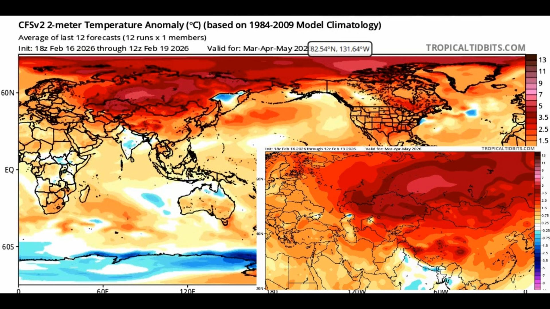 Предварительный прогноз аномалий температур на весну 2026 года