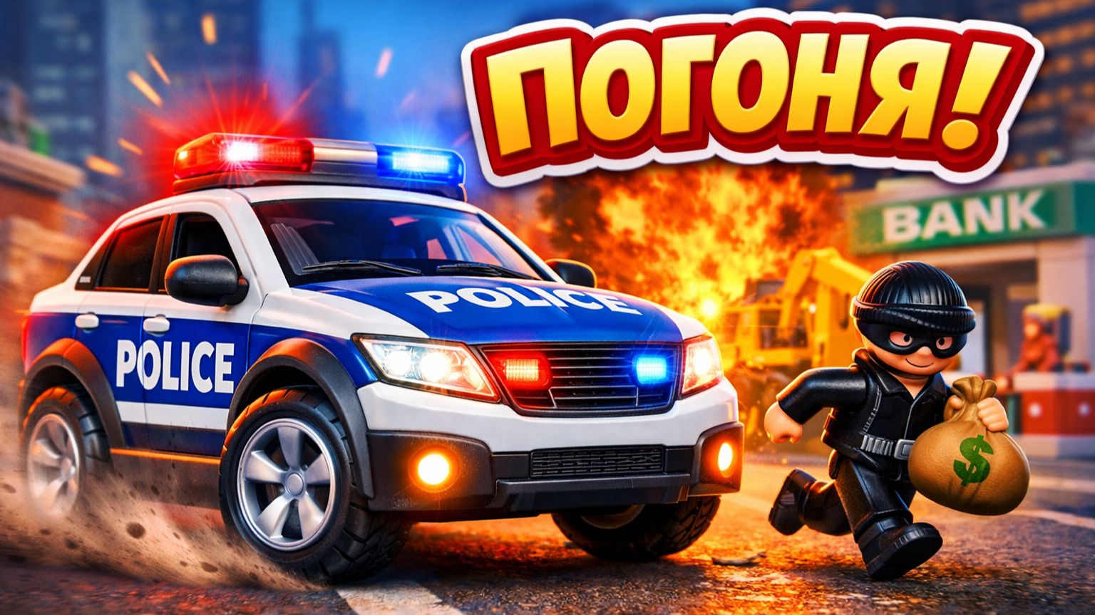 Игрушечный город ожил! 🚓 Мультик с машинками, полицией и спецтехникой для детей