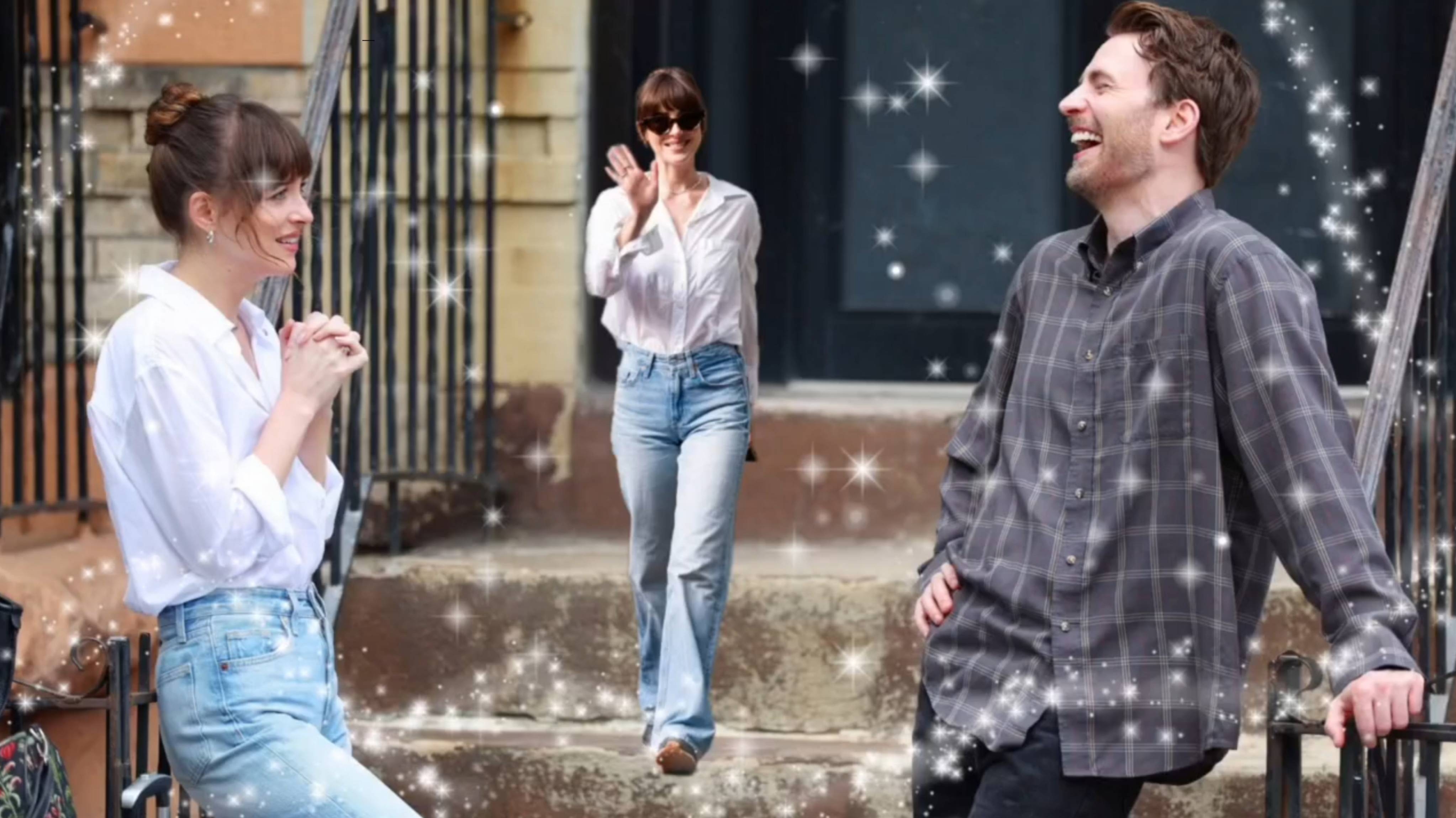 🥰 ОЧАРОВАТЕЛЬНЫЕ ДАКОТА ДЖОНСОН И КРИС ЭВАНС НА СЪЁМКАХ ФИЛЬМА "МАТЕРИАЛИСТКА", 2024 🫶