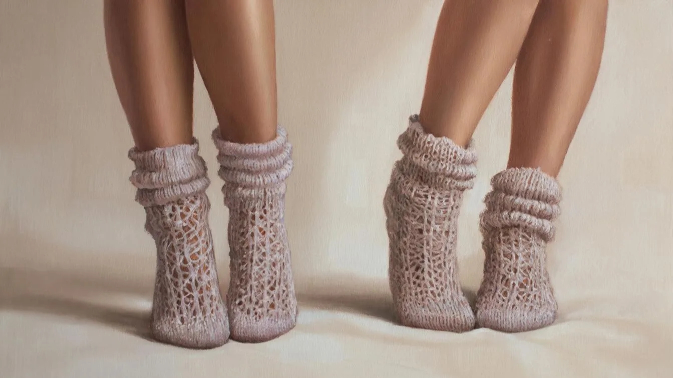 Свяжем носочки для мамы и дочки. Отчет 1