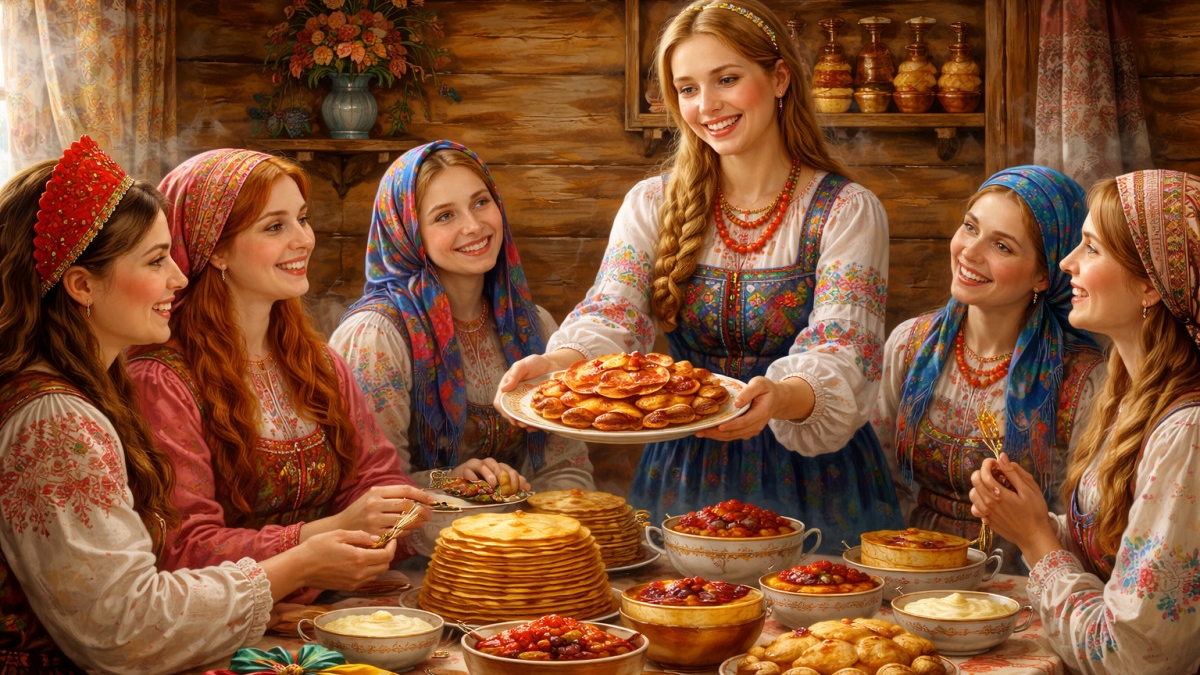 Широкая Масленица! День шестой- Золовкины посиделки! Красивая музыкальная открытка.