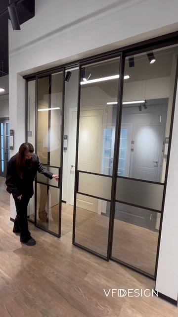 Межкомнатные раздвижные стеклянные перегородки из алюминиевого профиля VFDDESIGN.