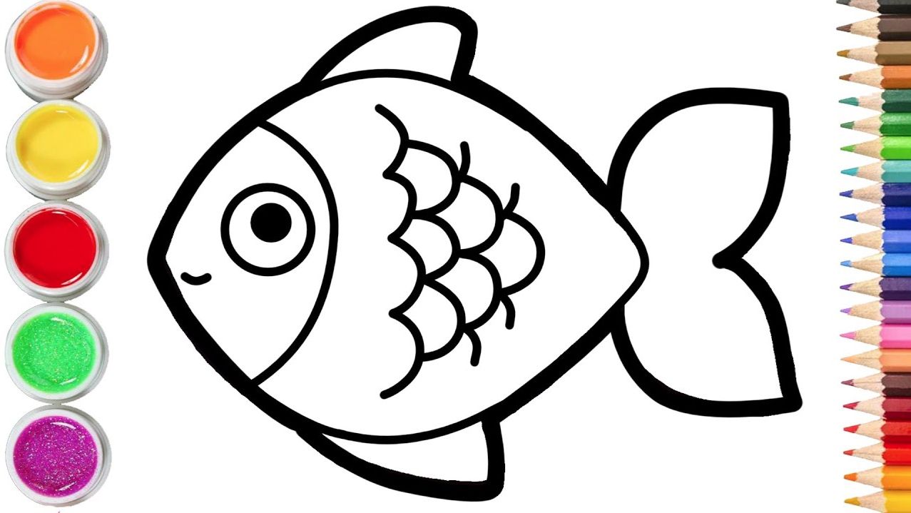 МУЛЬТИК для ДЕТЕЙ - Как нарисовать РЫБКУ для детей / Рисунок и раскраска рыбки для детей
