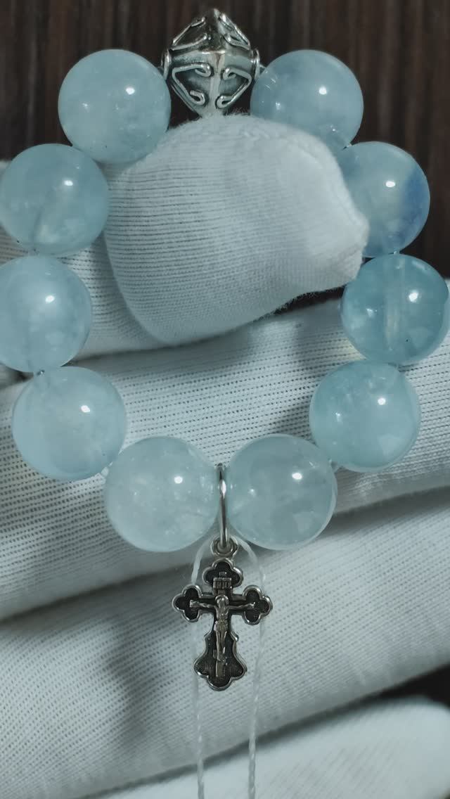 Православные четки из аквамарина 01/10
