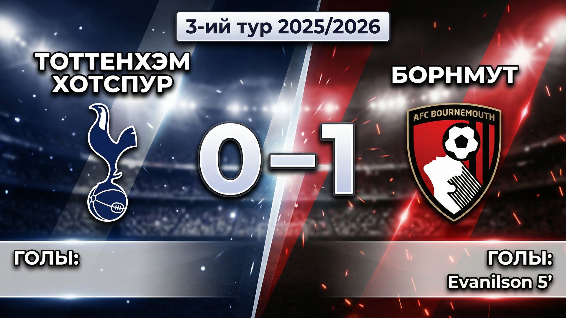 ГОЛЫ ТОТТЕНХЭМ ХОТСПУР - БОРНМУТ // 3-ИЙ ТУР АПЛ 25/26